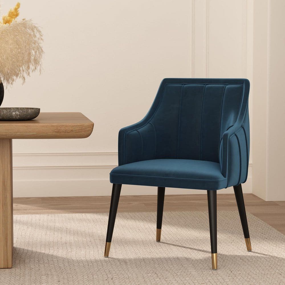 Manhattan Comfort Eda Modern Midnight Blue Velvet Upholstered Dining ...
