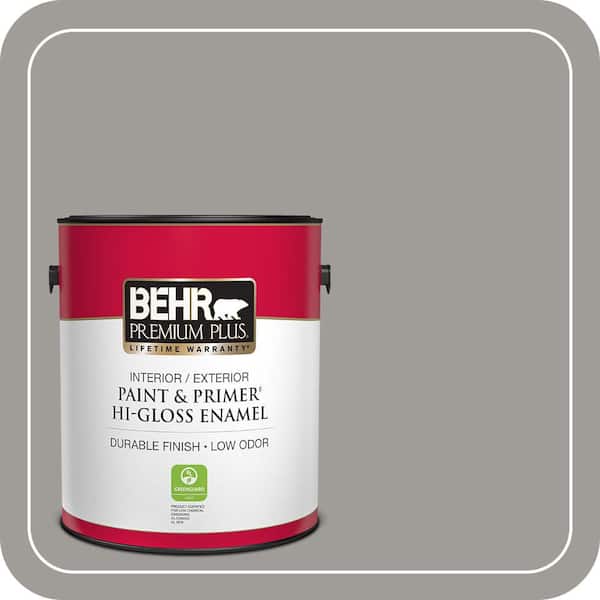BEHR PREMIUM PLUS 1 gal. #BNC-17 Casual Gray Hi-Gloss Enamel Interior ...