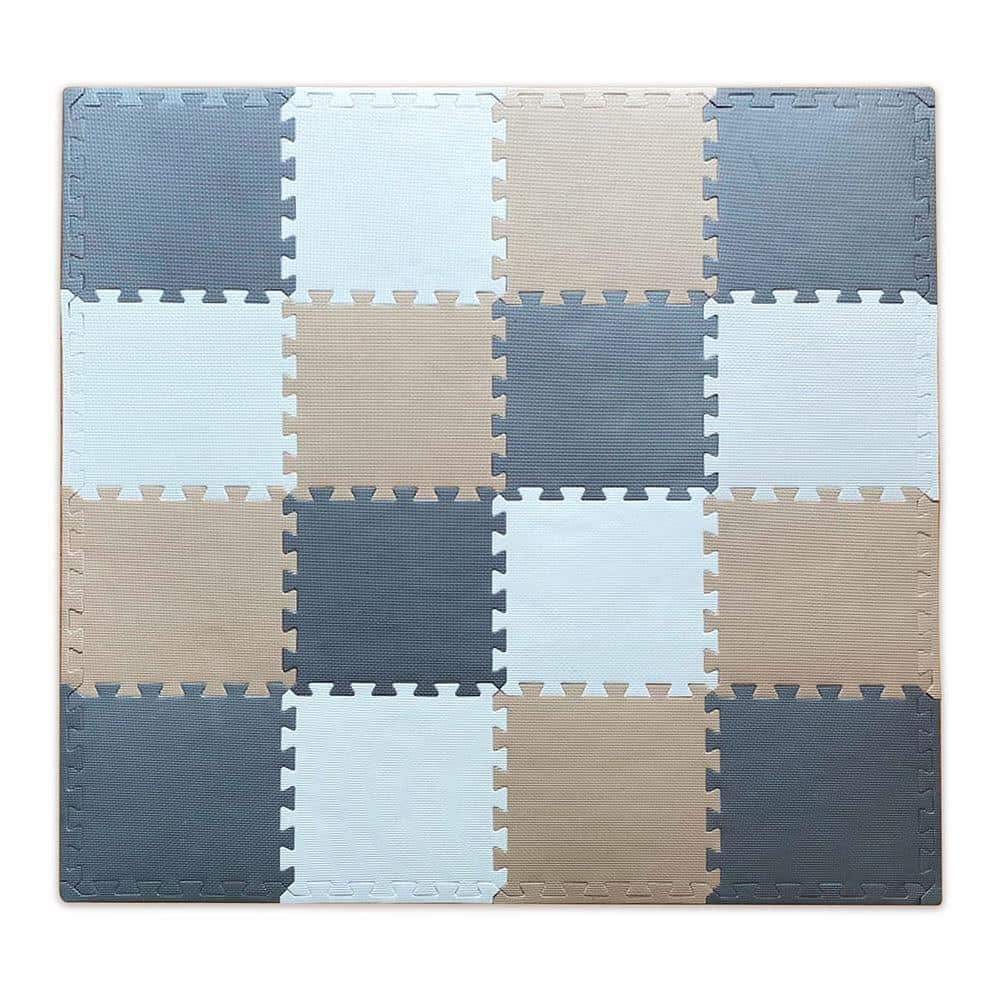 Angel Sar 18 Pcs 12 in. Squares Soft Non-Toxic Foam Play Mat for Gym ...