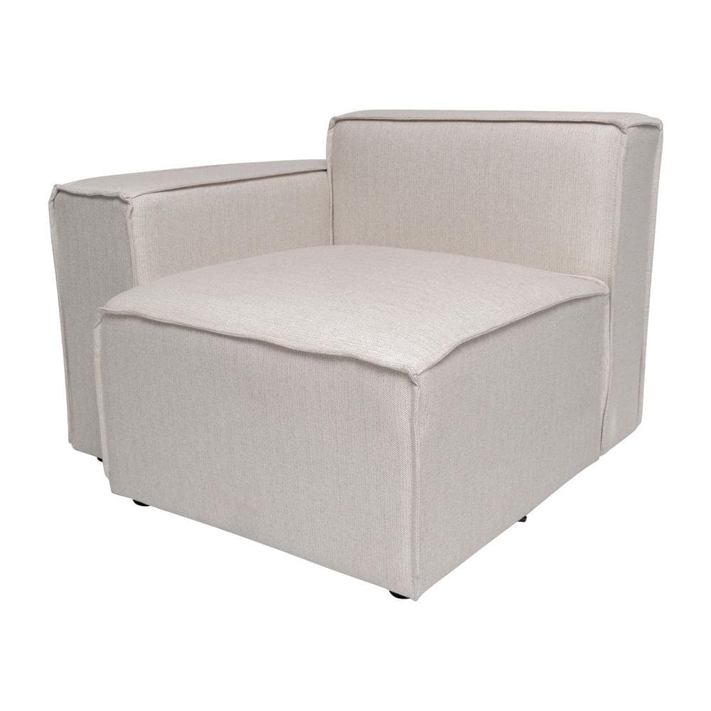 Carnegy Avenue Cream Fabric Left Arm Rest Side Chair with Solid Wood ...