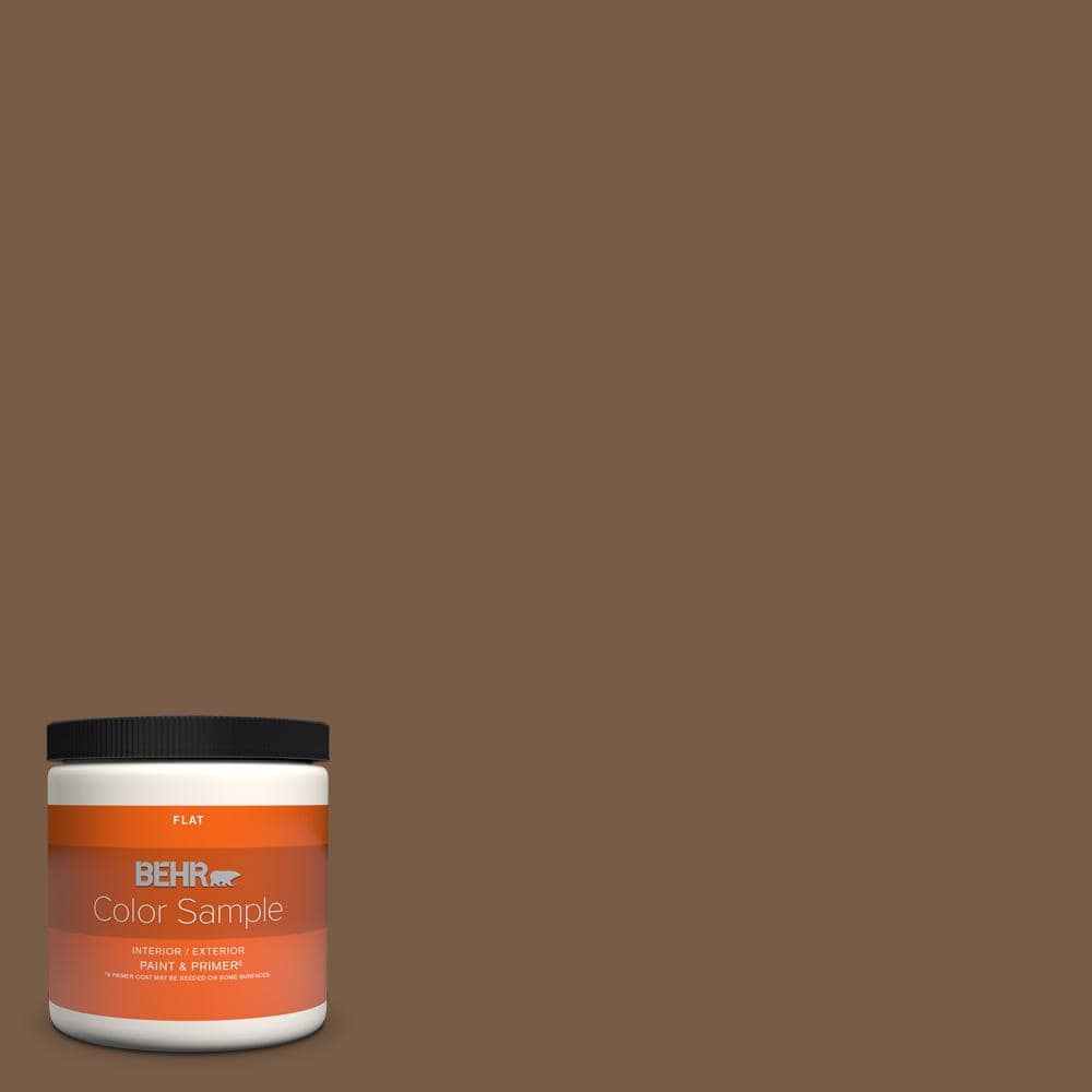 BEHR PREMIUM PLUS 8 oz. #N250-7 Mission Brown Flat Interior/Exterior ...