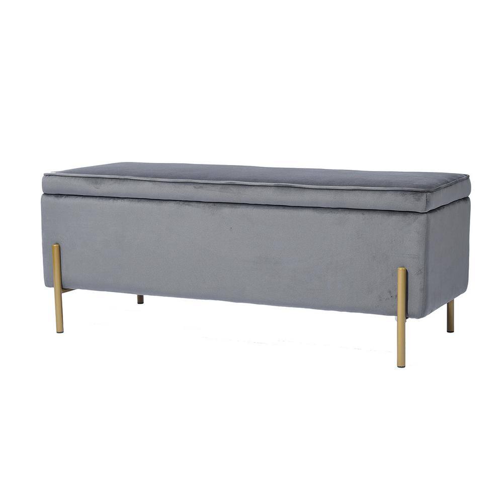 Homy Casa Grey Storage Bench with Foam Padded Seat for Bedroom Living ...