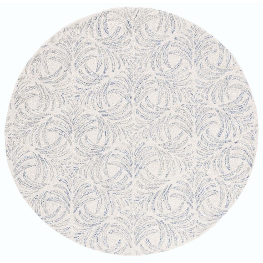 SAFAVIEH Martha Stewart Ivory/Blue 6 ft. x 6 ft. Gradient Floral Round ...