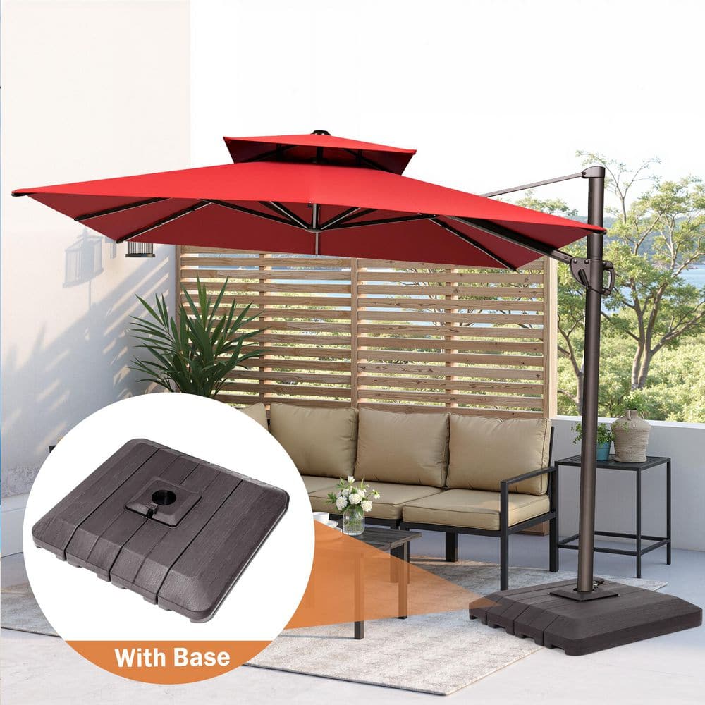 Pellebant 9 ft. x 11 ft. Outdoor Aluminum Offset Cantilever 360 ...