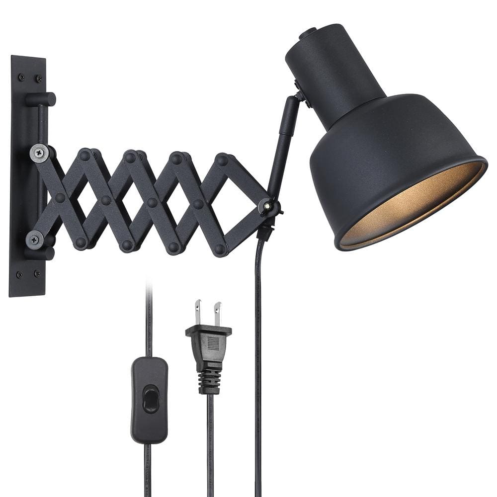 INNOBULE 1-Light Black Plug in Swing Arm Wall Lamp HT42-N - The Home Depot
