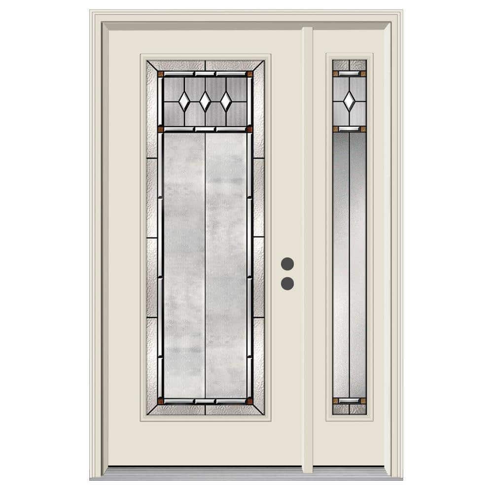 JELD-WEN 50 in. x 80 in. Full Lite Mission Prairie Primed Steel Prehung ...