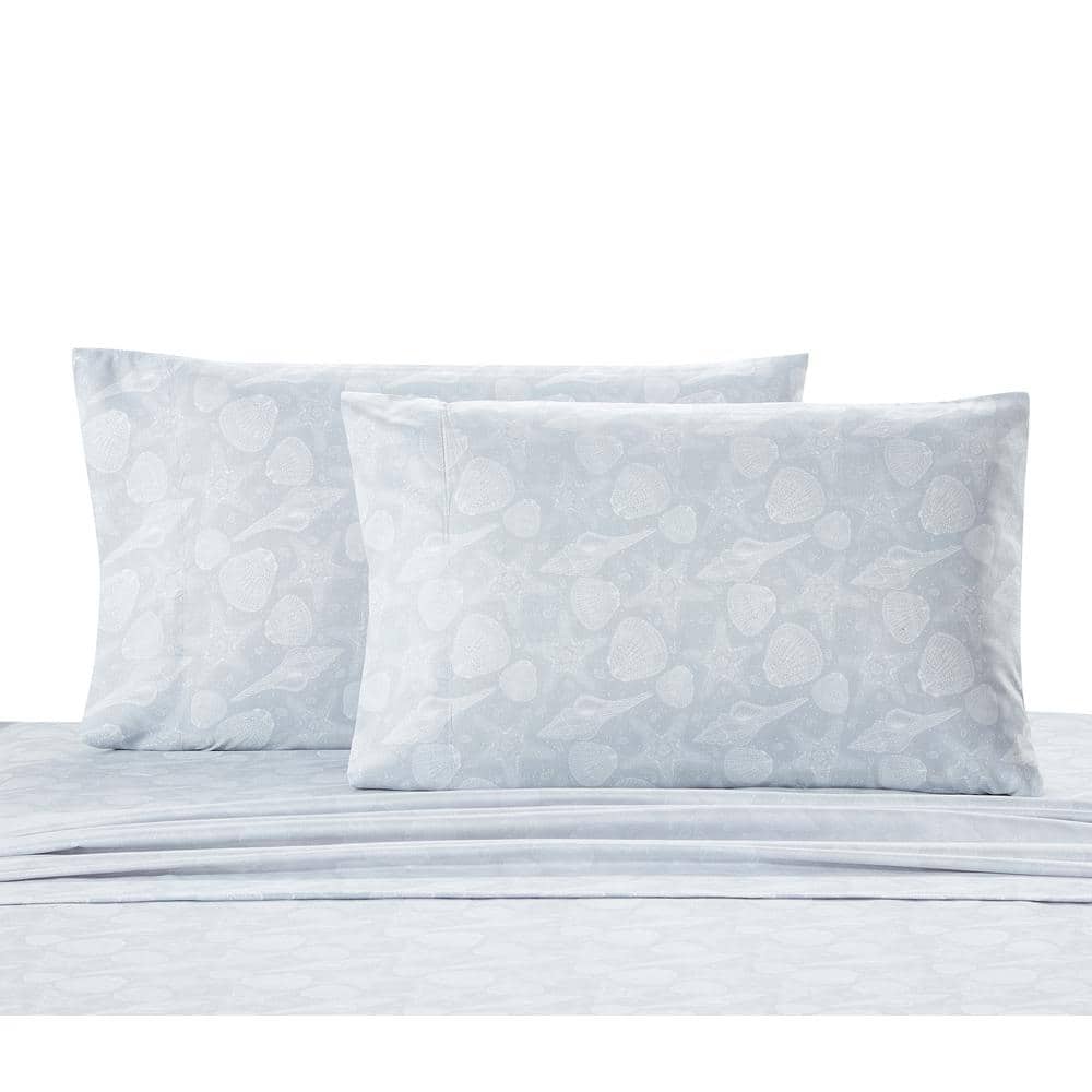 Harper Lane Seashells 4-Piece Blue Microfiber King Sheet Set 13466 ...