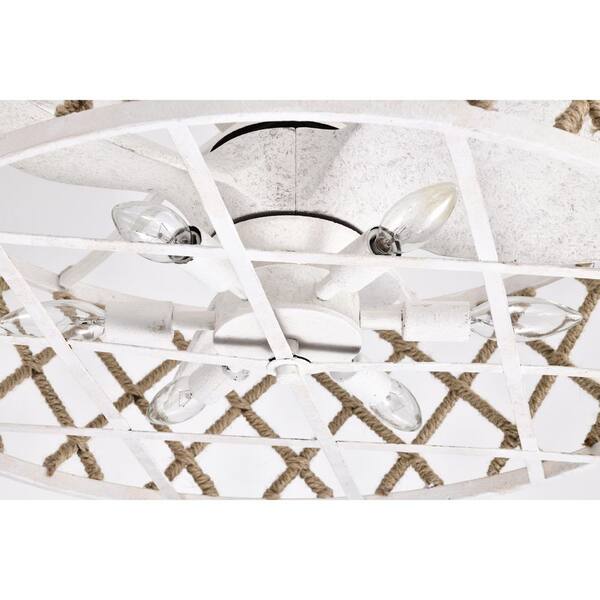 White Rattan Ceiling Fan With Light | Shelly Lighting