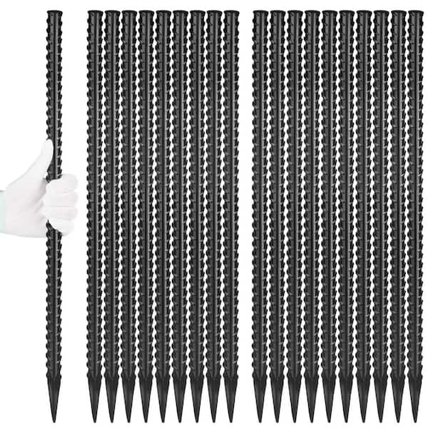Angel Sar 16 in. Black Heavy Duty Metal Spikes Ground Rebar Stakes ...
