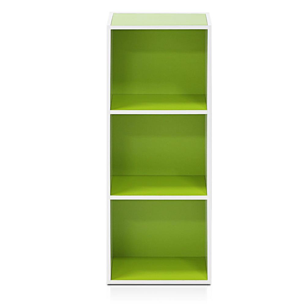 Furinno Tropika 31.49 in. Green/White Faux Wood 3-shelf Standard ...