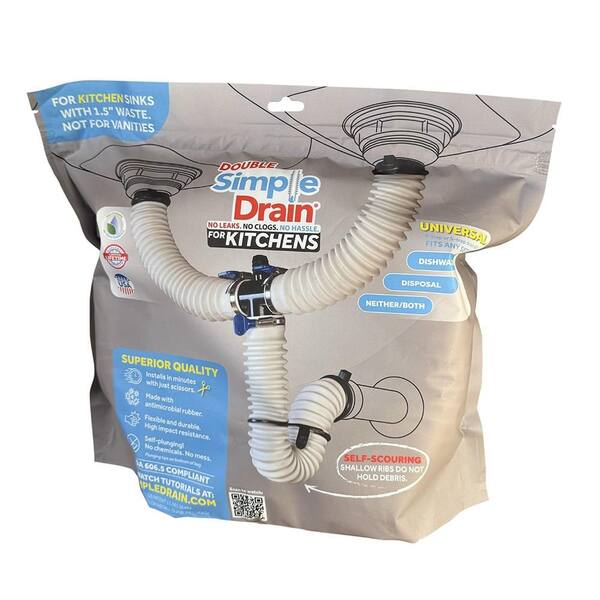 SIMPLE DRAIN 1-1/2 in. White Rubber Threaded All-in-One Drain Kit for ...