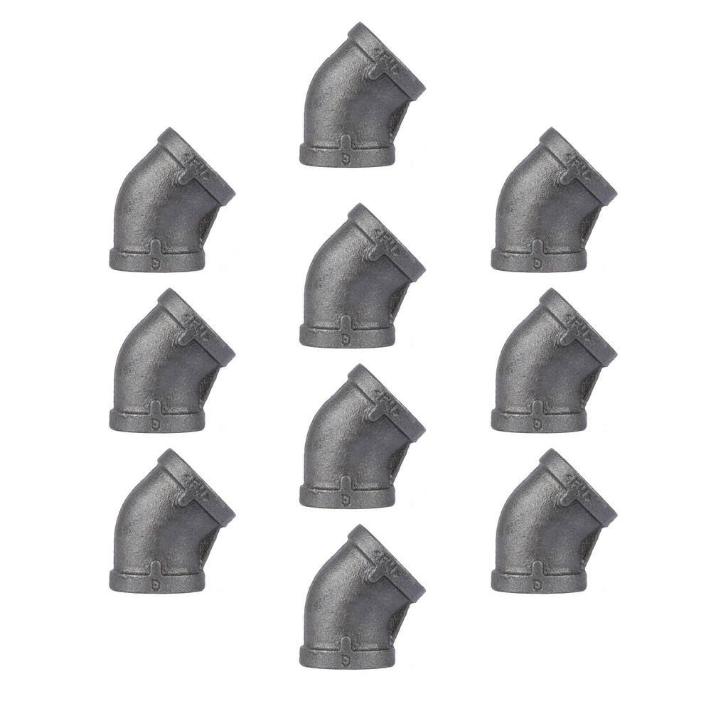 PIPE DECOR 1/2 in. Black Iron 45 Degree Elbow (10-Pack) PDB E45-12-10 ...