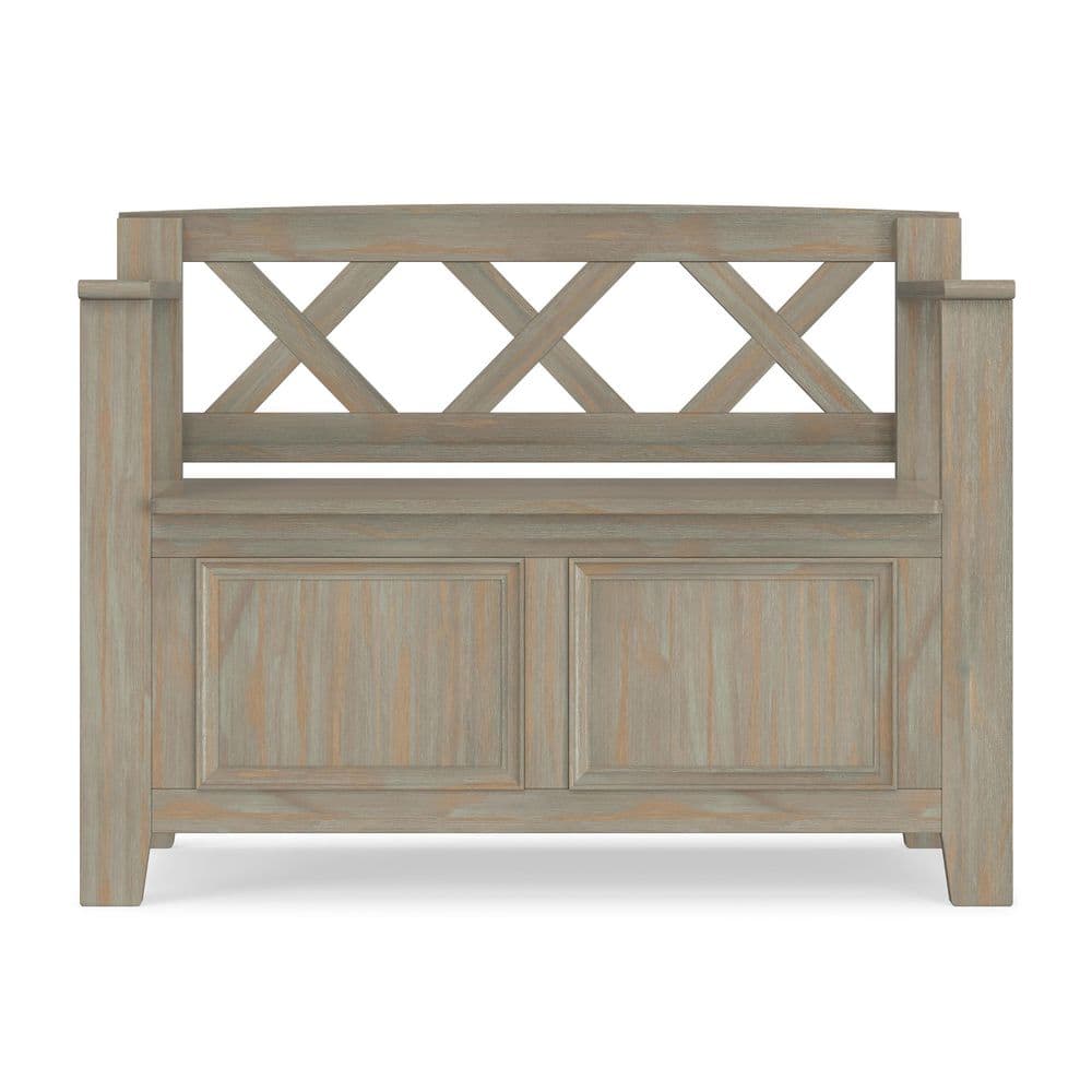Top-Notch 74.2 Gal. Gray Wood Entryway\Outdoor Storage Bench with ...