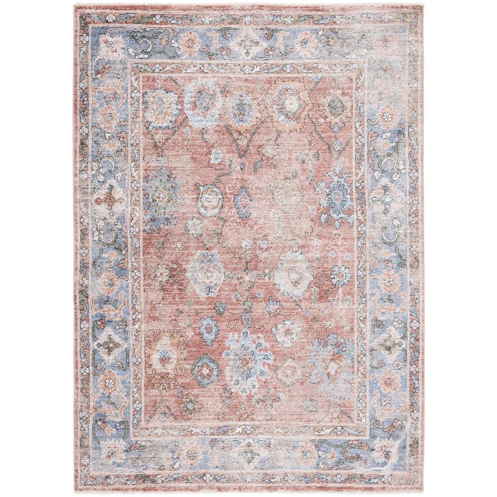 SAFAVIEH Jasmine 4 ft. x 6 ft. Rust/Blue Distressed Ornate Area Rug ...