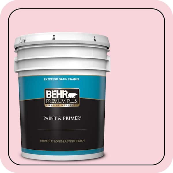 BEHR PREMIUM PLUS 5 gal. #110C-1 Petal Bloom Satin Enamel Exterior ...