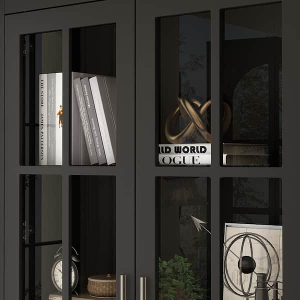 FUFU&GAGA Black Wooden 70.9 in. H 4-Shelf Standard Bookcase FUFU&GAGA Black Wooden 70.9 in. H 4-Shelf Standard Bookcase