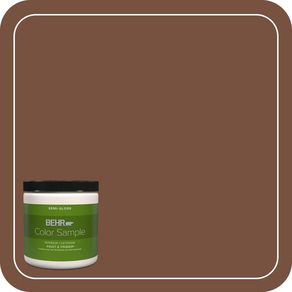 BEHR PREMIUM PLUS 8 oz. #240F-7 Root Beer Semi-Gloss Interior/Exterior ...
