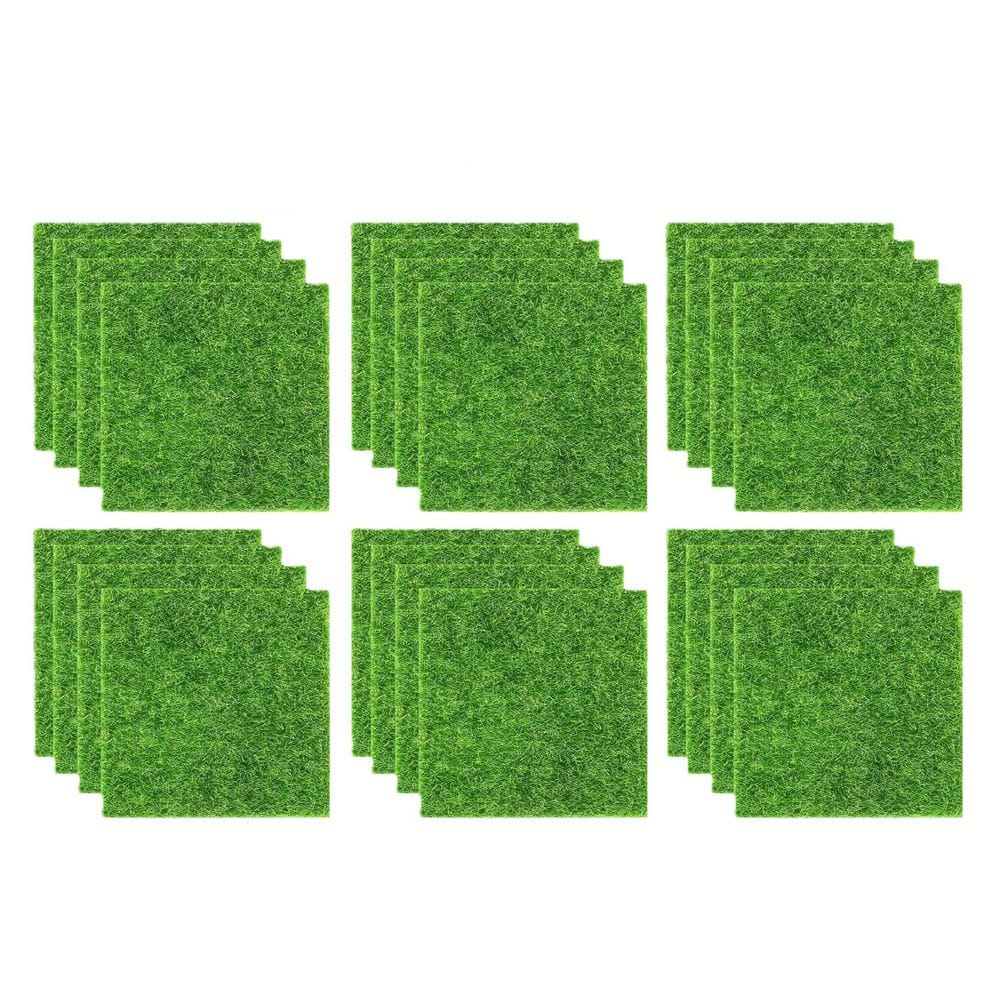 .N/A 24-Pack 6 x 6 in. Artificial Grass Tiles for DIY Crafts and Decor ...