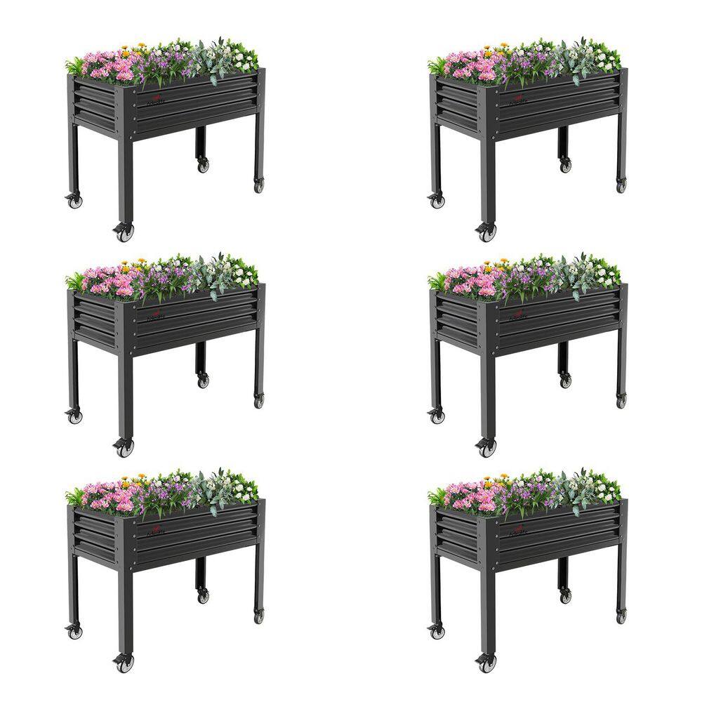 Zeus & Ruta 48 in. x 24 in. x 35 in. Grey Outdoor Metal Raised Garden ...