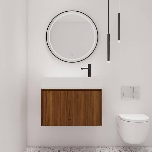 ARTCHIRLY 29.5 in. W x 15.8 in. D x 23.3 in. H Wall-Mounted Bath Vanity ...