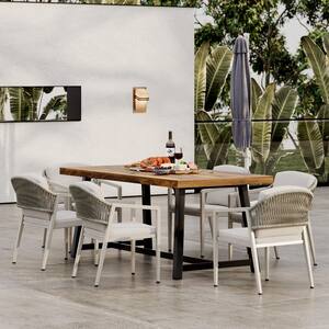 CHRISTOPHER KNIGHT HOME Hares Gray 7-Piece Metal and PE Rattan Woven ...