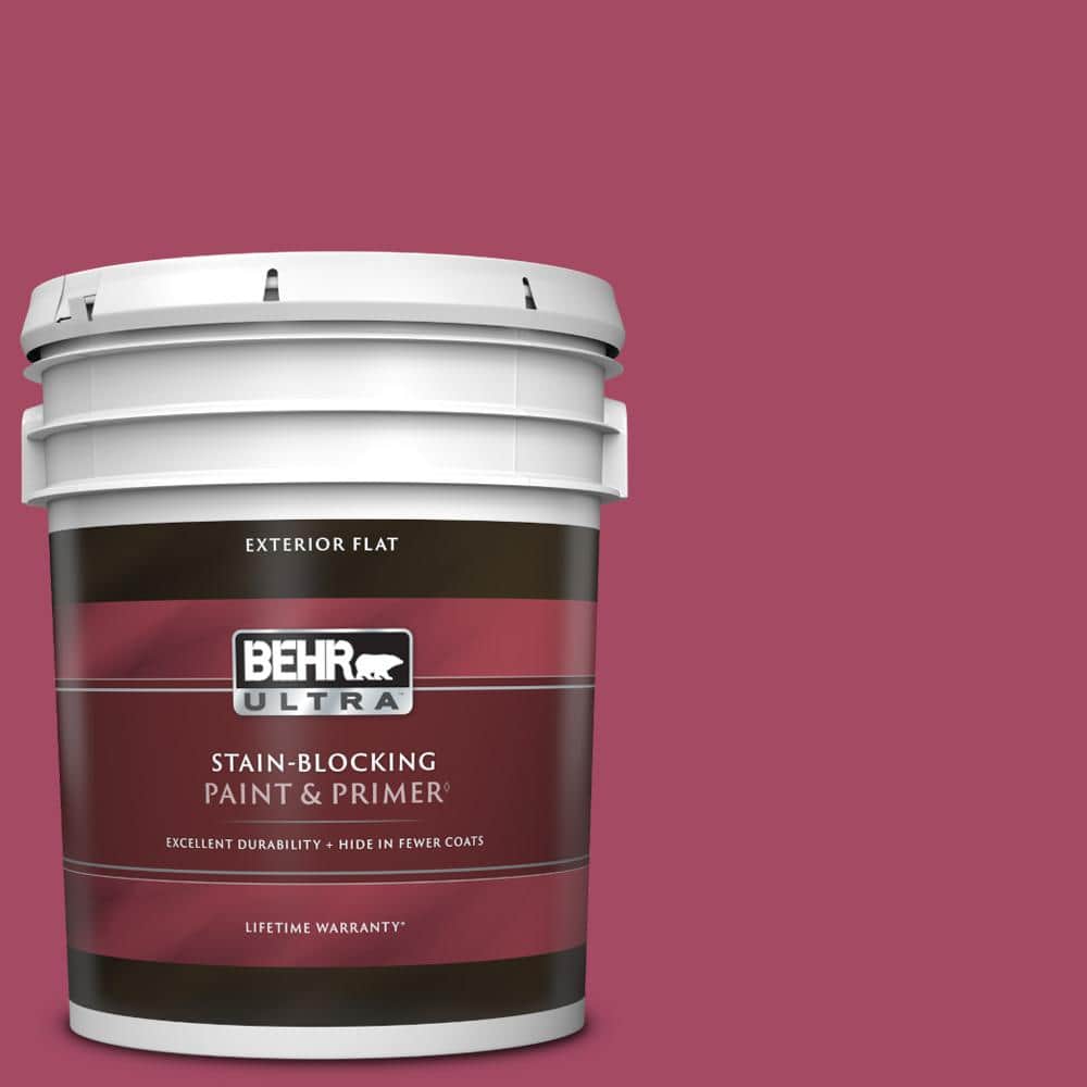 BEHR ULTRA 5 gal. #120D-5 Glazed Raspberry Flat Exterior Paint & Primer ...