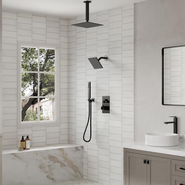 EVERSTEIN Family-Friendly 7-Spray Multiple Press 12 in. Wall Bar Shower ...