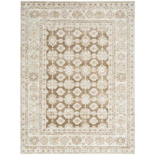 Nourison Dekor Ivory Taupe 4 ft. x 6 ft. Medallion Traditional Area Rug ...