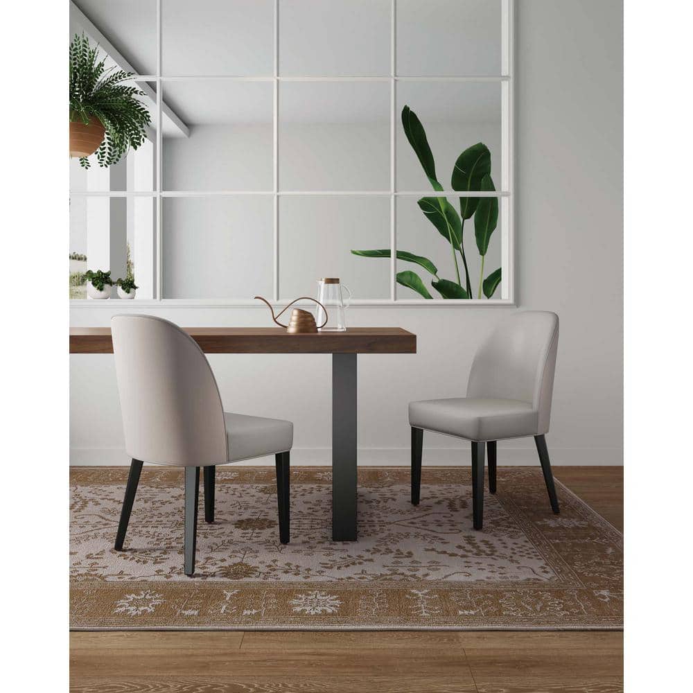 Manhattan Comfort Hillman Modern Light Gray Faux Leather and Velvet ...