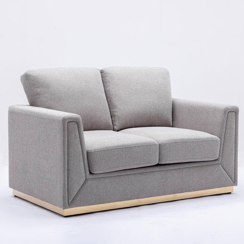 Acme Furniture Valin 34 in. Grey Linen Solid Fabric 2-Seat loveseat ...