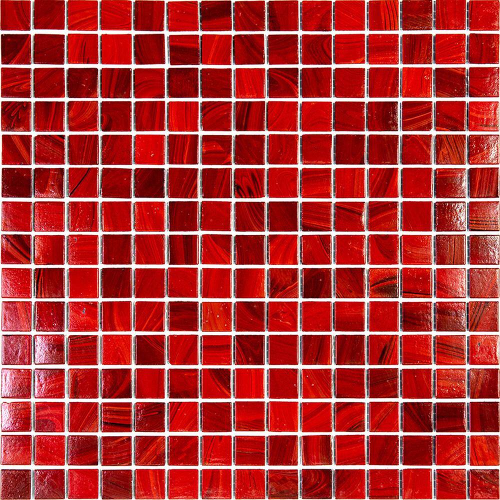 Apollo Tile Dune 4 in. x 6 in. Glossy Ruby Red Glass Mosaic Uniform ...