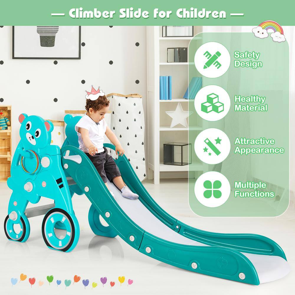 Buy 4-in-1 Foldable Baby Slide Toddler Climber Slide PlaySet with Ball ...