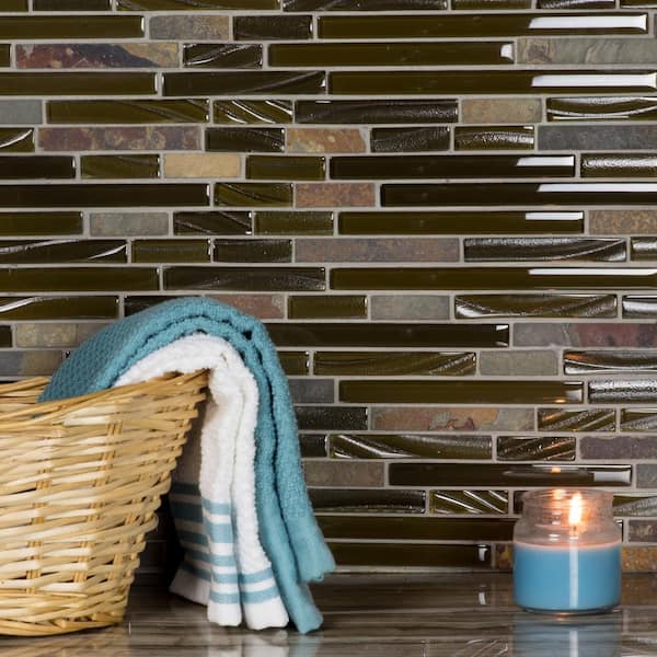Linear Mosaic Tile Backsplash