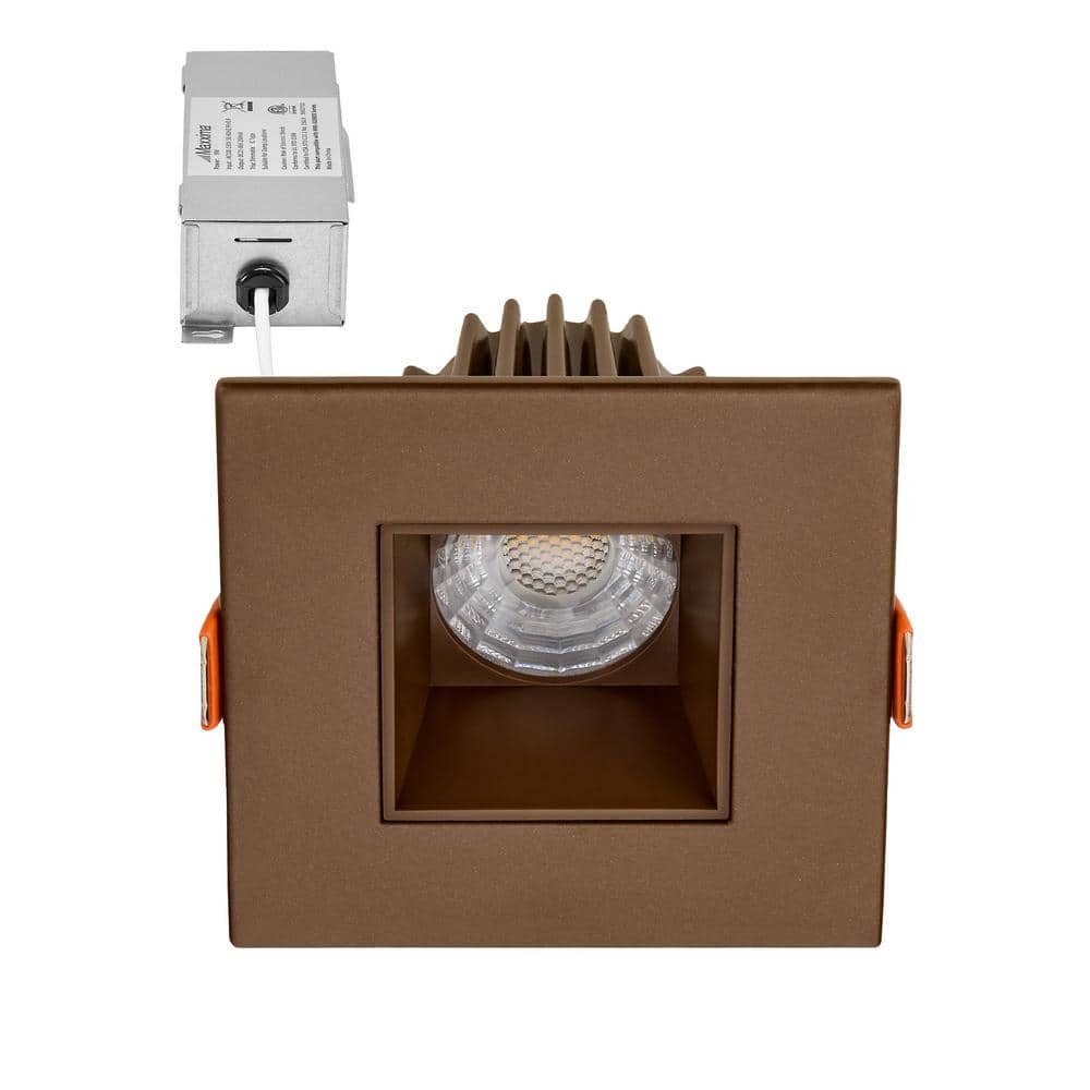 Maxxima 2 in. Slim Square Recessed Anti-Glare LED Downlight, Bronze ...