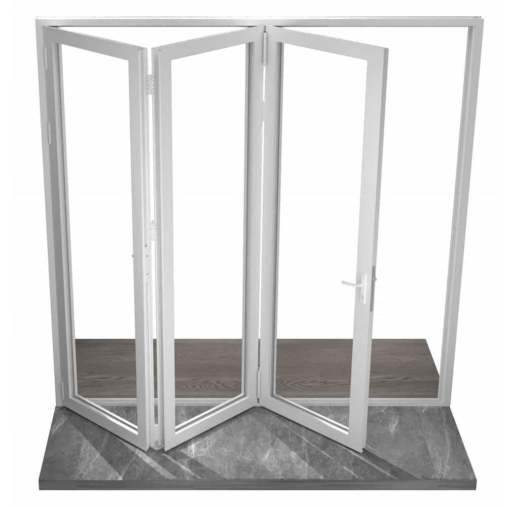 ERIS 96 in. x 80 in. Right Swing/Outswing White Aluminum Folding Patio ...