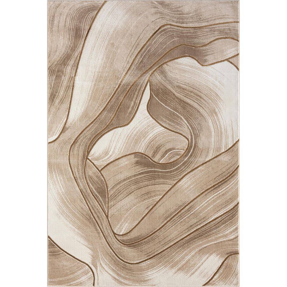 Abani Luna Brown 6 ft. x 9 ft. Abstract Polypropylene Polyester Area ...