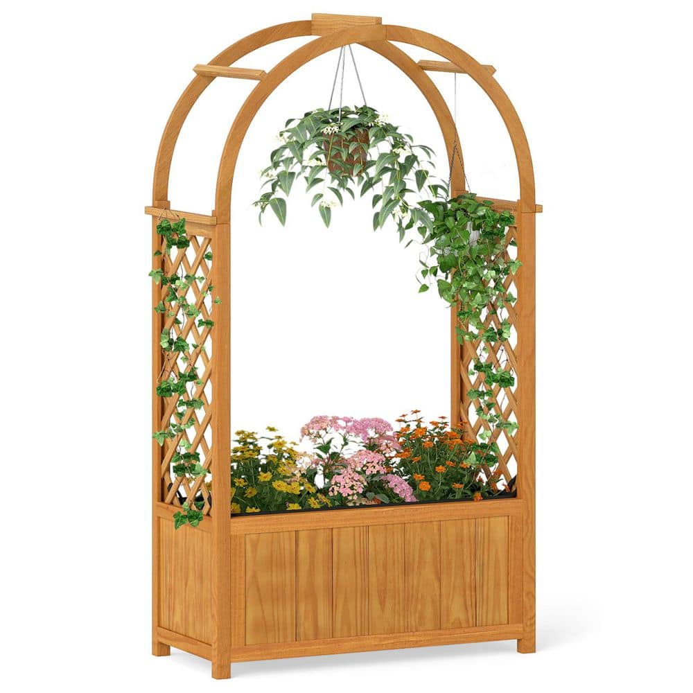 EAN 6106555296128 - Orange Wooden Raised Garden Bed w/ Lattice Trellis ...