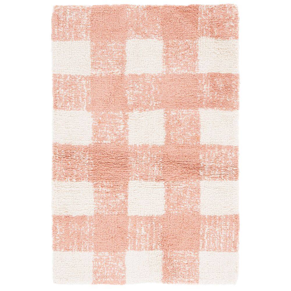 SAFAVIEH Easy Care Ivory/Rust 3 ft. x 5 ft. Solid Lattice Grid Area Rug ...