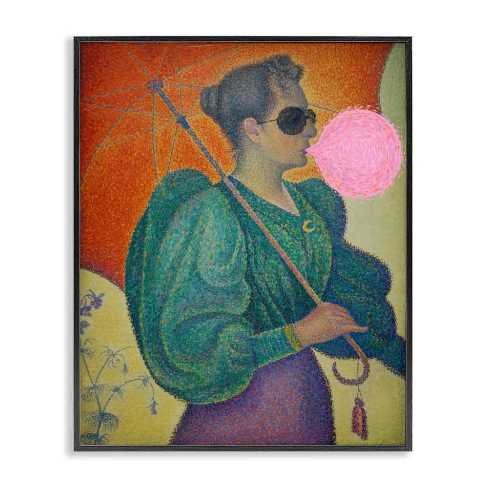 Stupell Industries Impressionist Woman & Bubblegum by Daphne Polselli Black Framed People Giclee ...