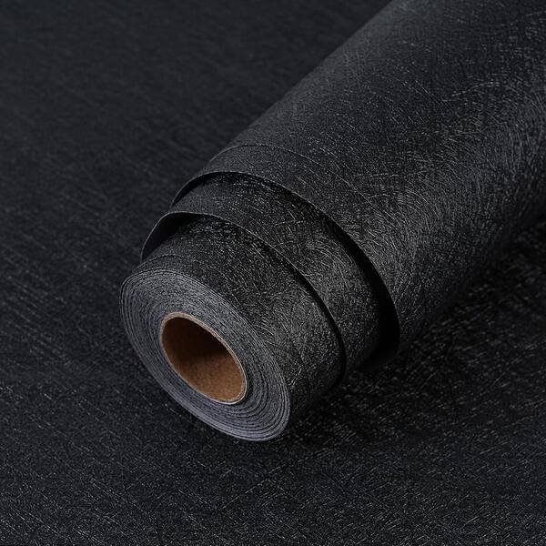 Black Silk Solid Color Contact Paper Peel and Stick Wallpaper Roll Set ...