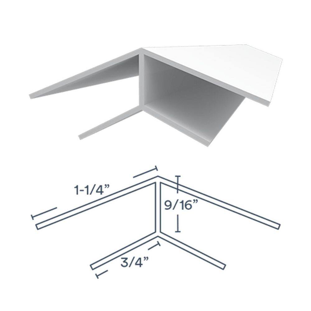 Trusscore 3/4 in. x 1-1/4 in. x 10 ft. White PVC 45° H Channel Trim ...