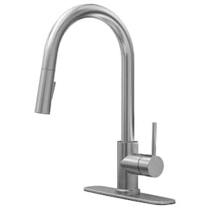 ANZZI Modern Matte Black 7 in. H Pull-Down Kitchen Faucet with 360 ...
