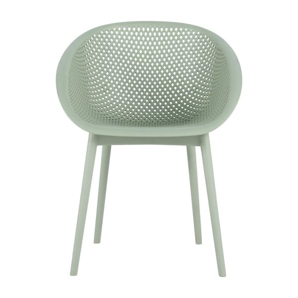 2-Piece Pale Green Plastic Outdoor Lounge Chair, All-Weather PP Plastic ...