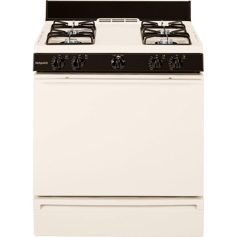 Hotpoint 4.8 cu. ft. Gas Range in Bisque RGB508PEFCT - The Home Depot
