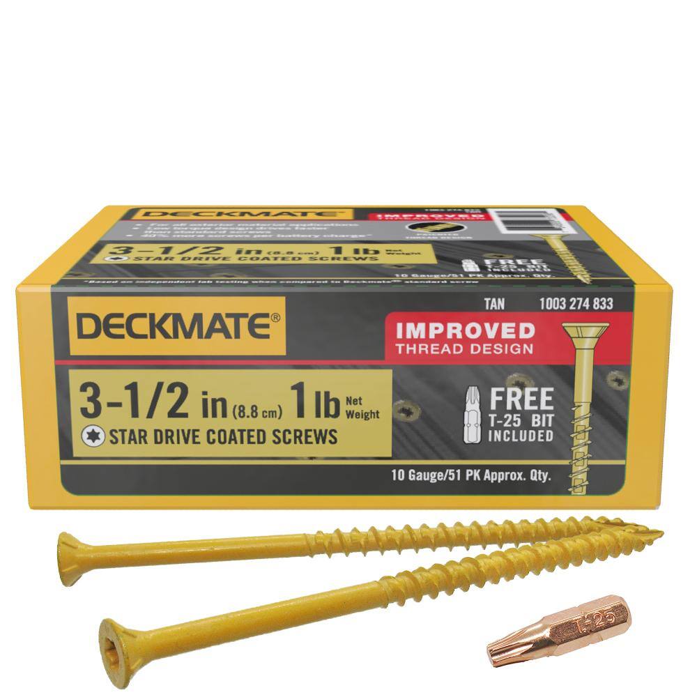 DECKMATE 3 1 2 In Tan Exterior Self Starting Star Drive Flat Head Wood