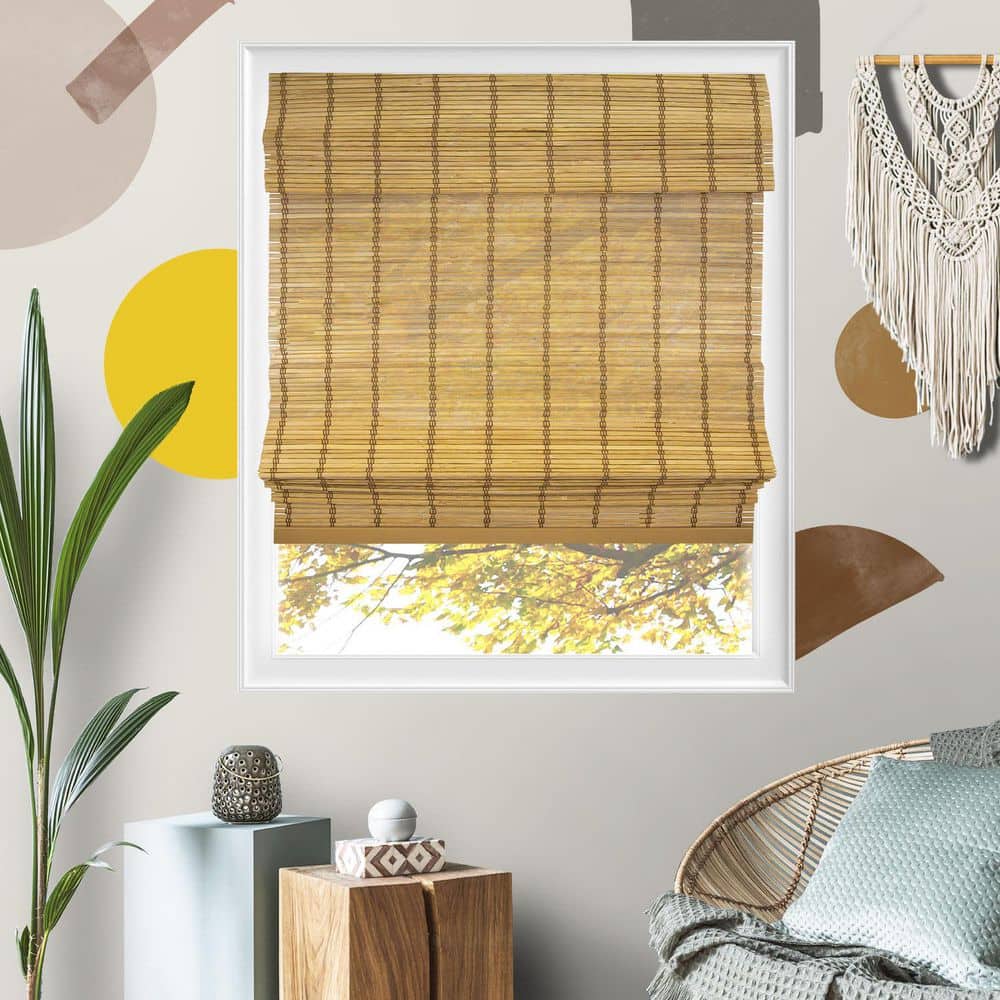 YELLOW BLINDS 36 in. W x 64 in. L Natural Woven Cordless Light ...