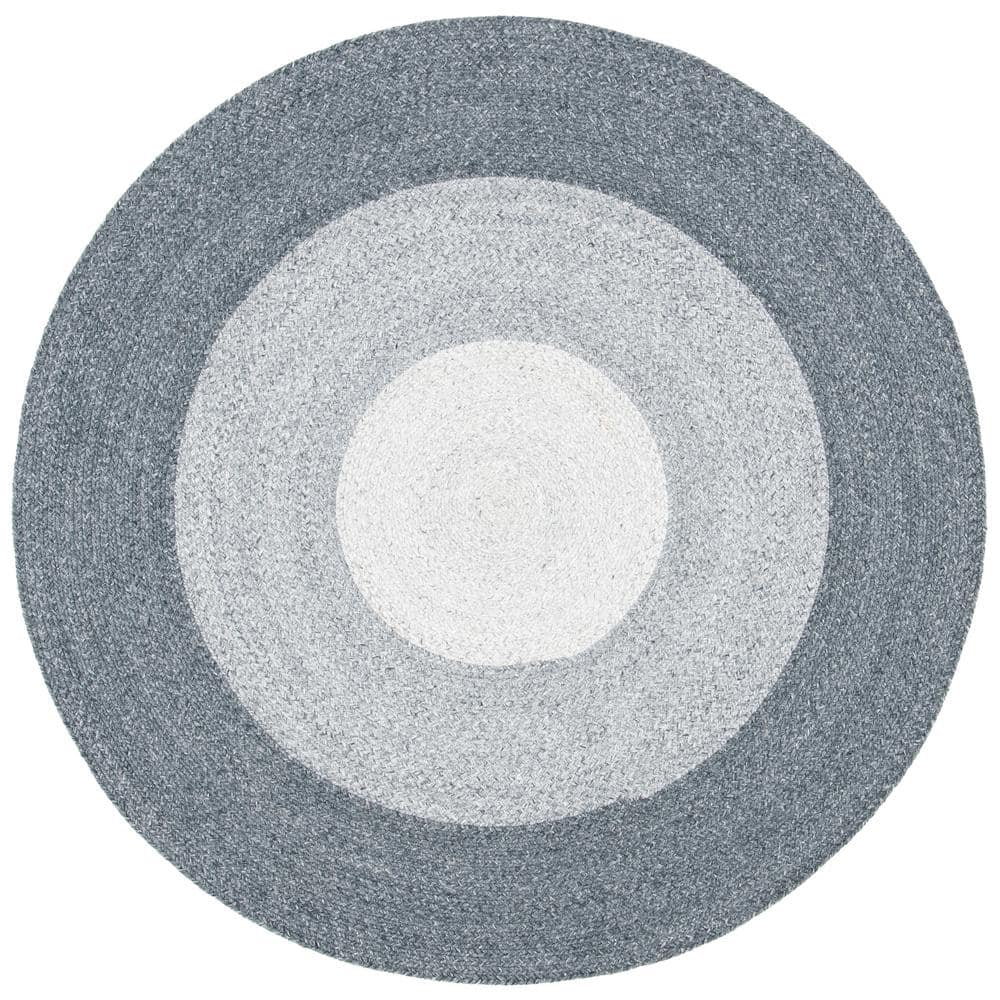 SAFAVIEH Braided Dark Gray/Ivory 10 ft. x 10 ft. Round Solid Area Rug ...