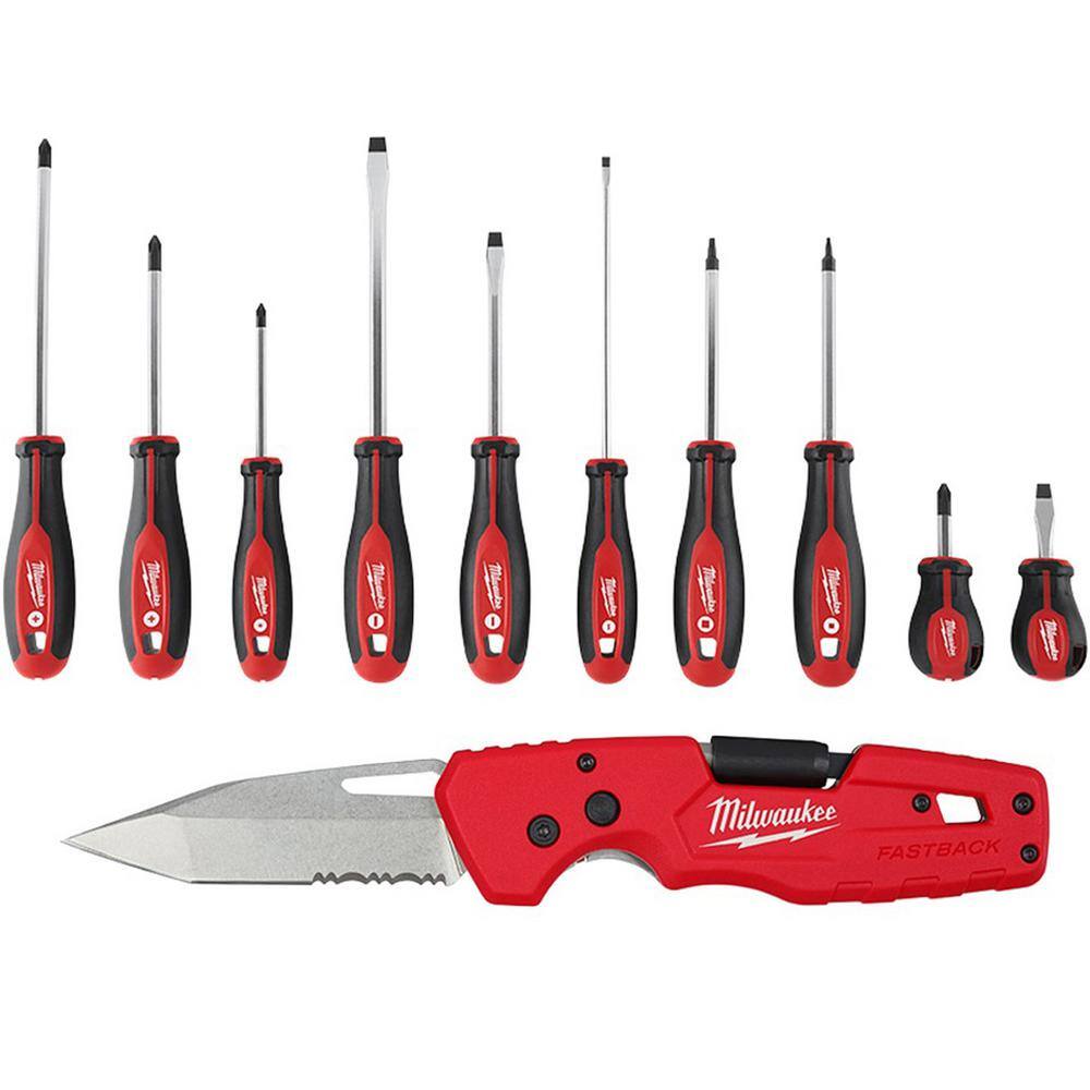 Milwaukee Screwdriver Set with FASTBACK 5-in-1 Folding Knife with 3 in ...