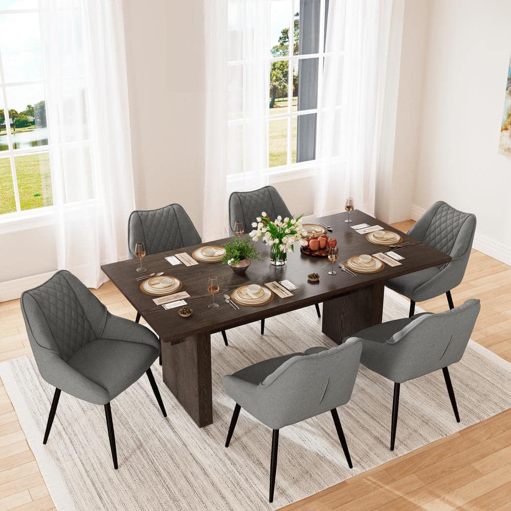 Boyel Living 7-Piece Black MDF Counter Top Dining Table Set Seats 6 (1 ...