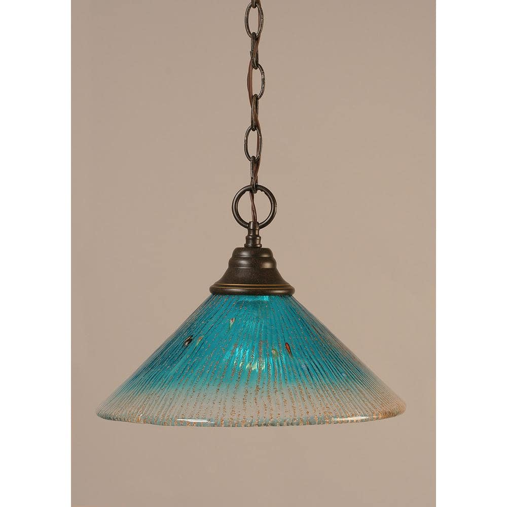 Kingston 100-Watt 1-Light Dark Granite Bowl Mini Pendant Light with ...